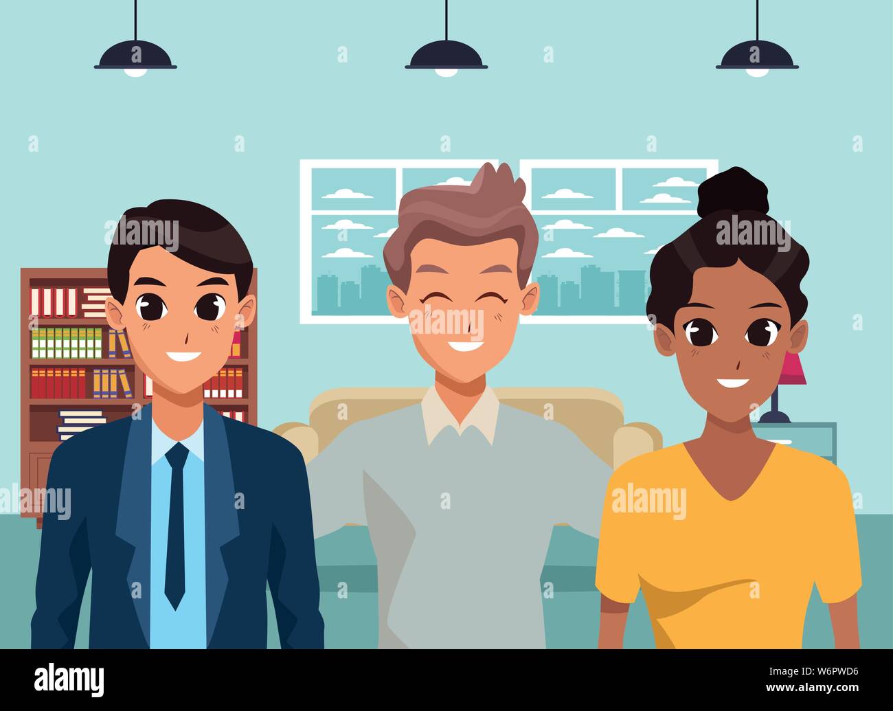 Happy family smiling inside home cartoons Stock Vector Image & Art - Alamy