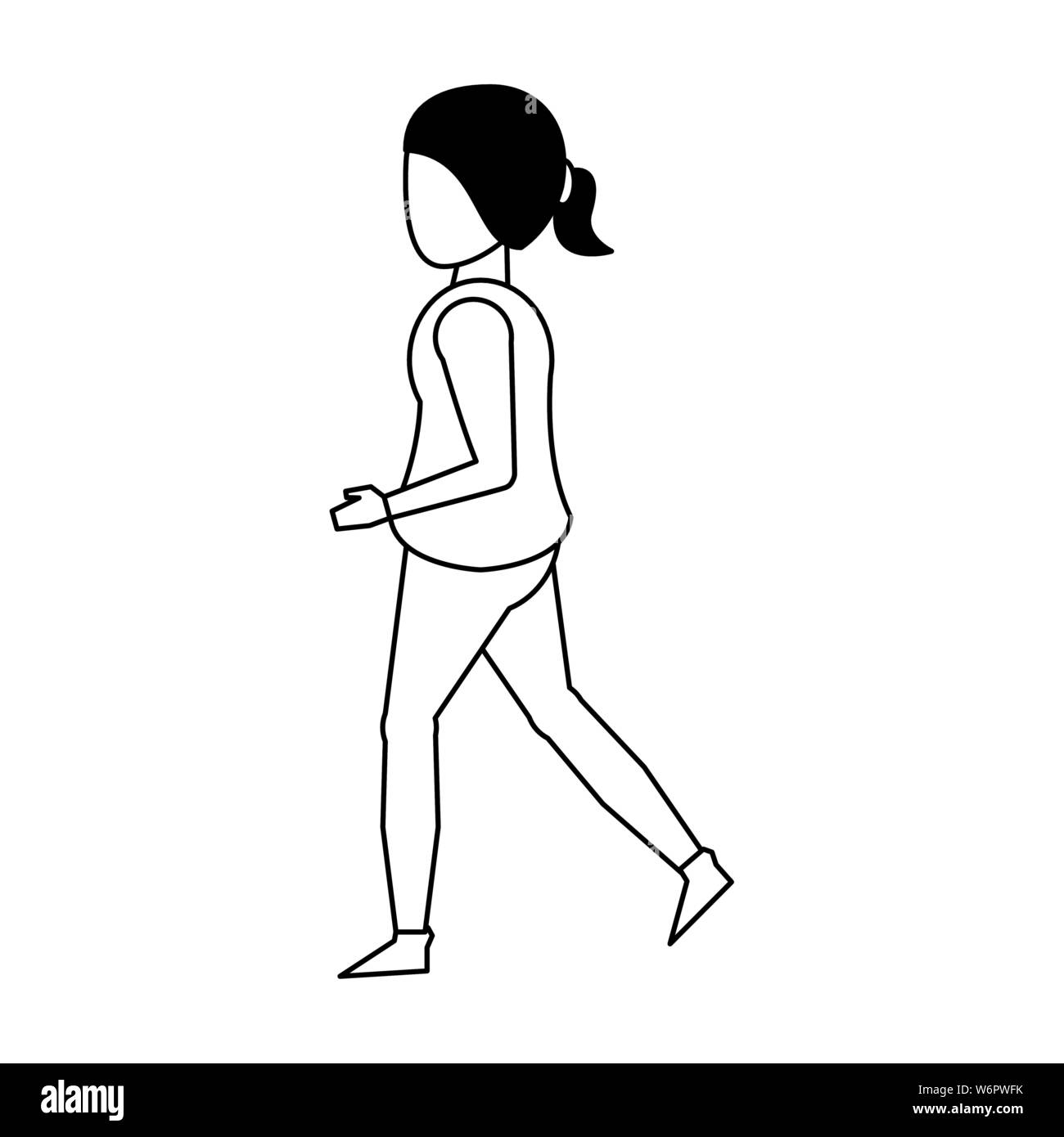 woman faceless avatar body cartoon in black and white Stock Vector ...