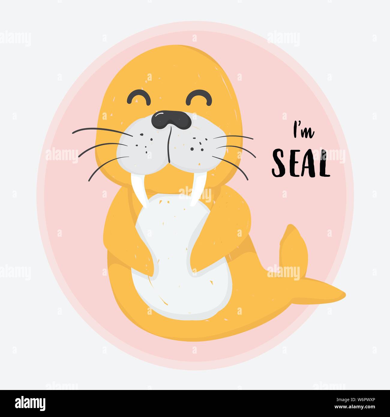 cute happy yellow seal drawing doodle flat vector Stock Vector Image ...