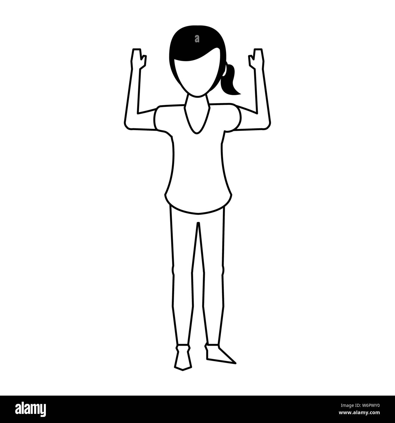 woman faceless avatar body cartoon in black and white Stock Vector ...