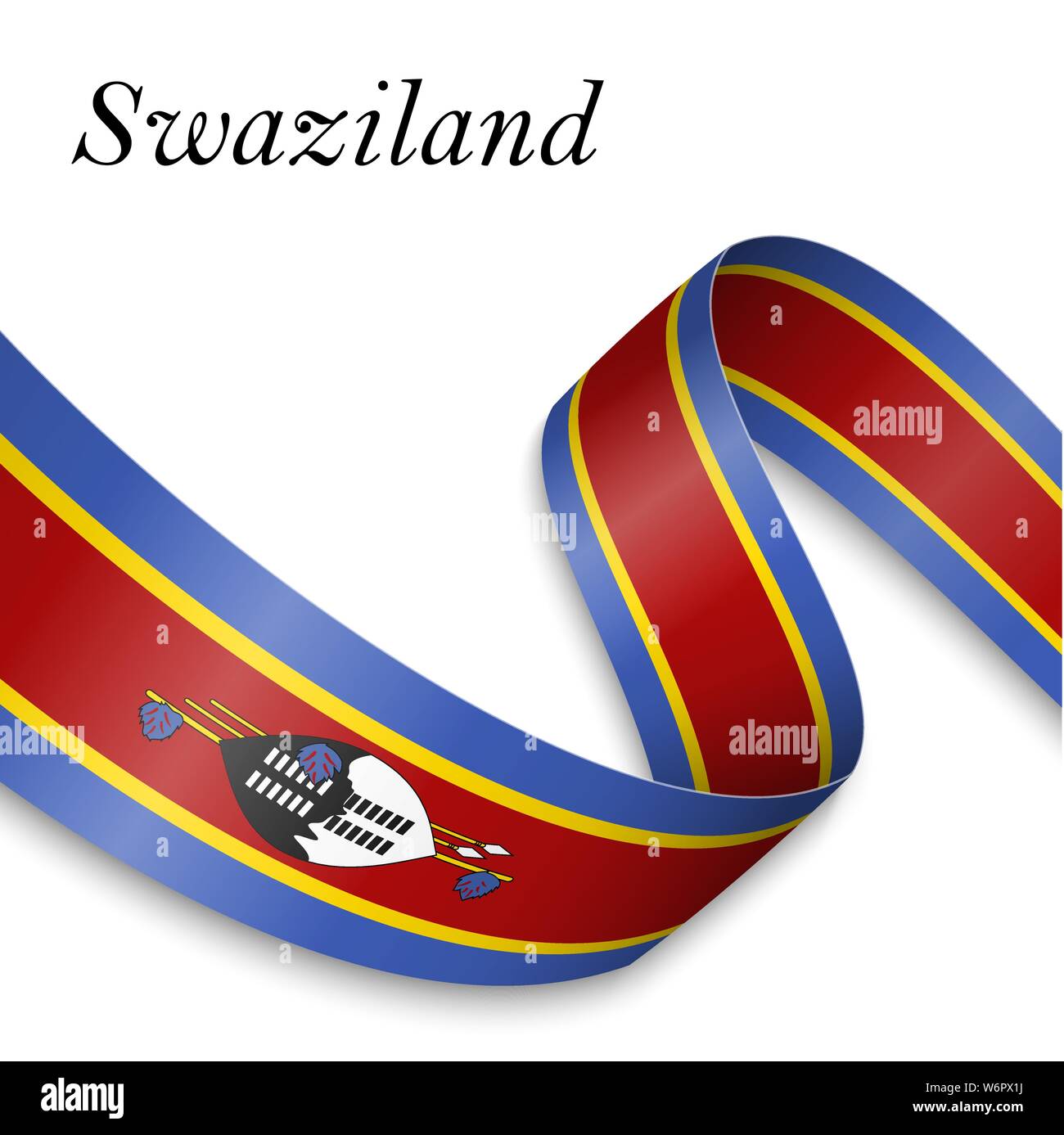 Waving ribbon or banner with flag of Swaziland. Template for ...