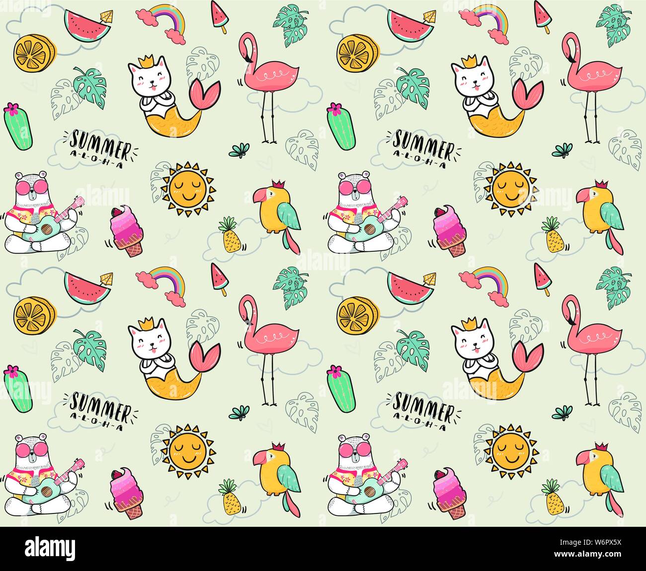 Summer doodle background Stock Vector Images - Alamy