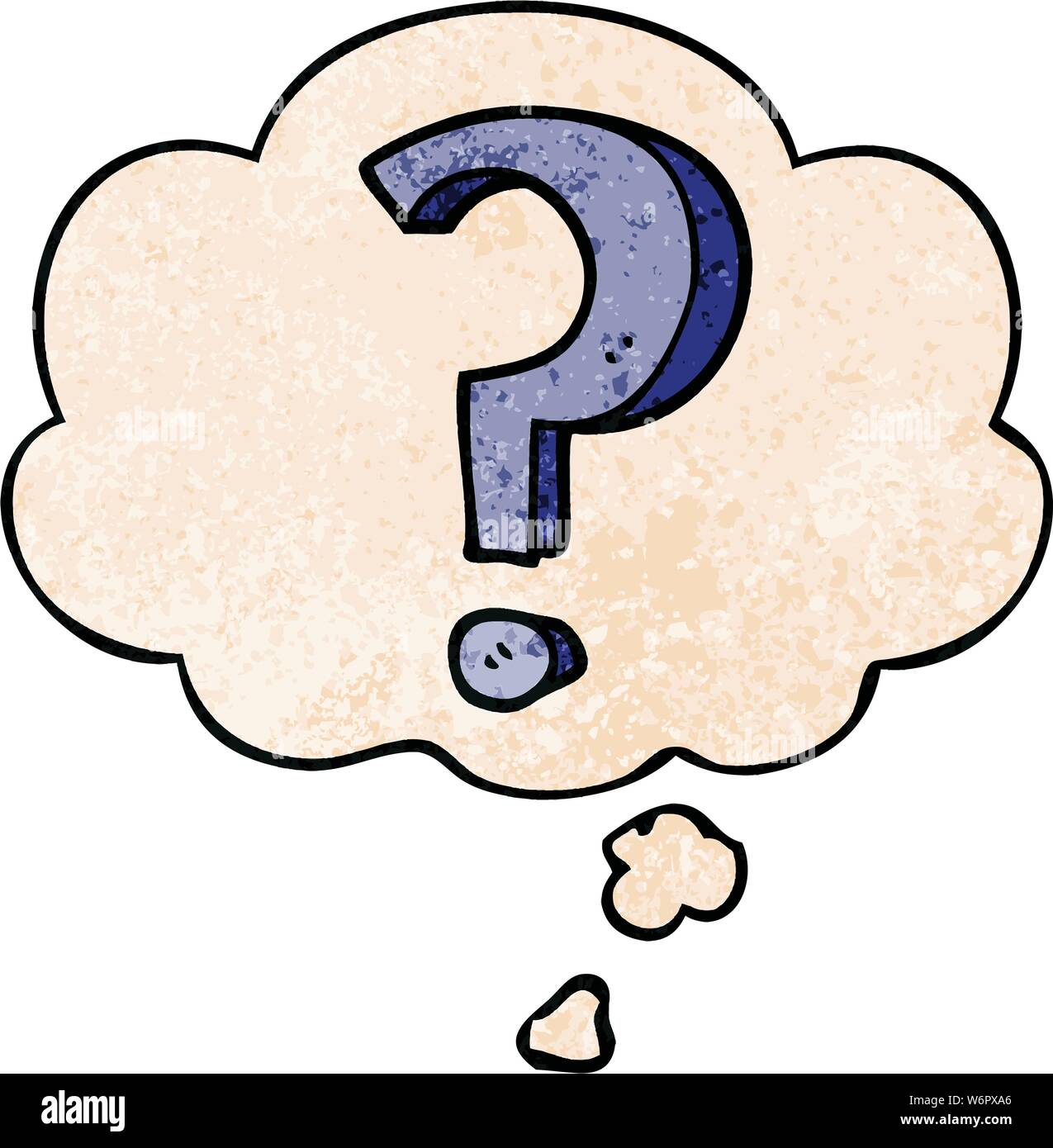 cartoon question mark with thought bubble in grunge texture style Stock ...