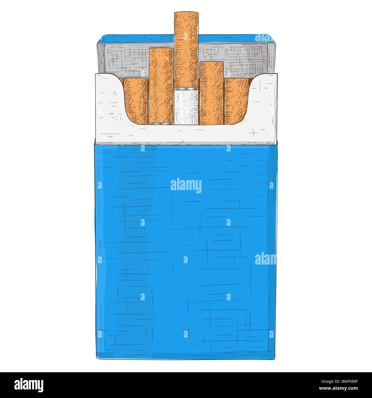 Blue pack of cigarettes. Hand drawn sketch Stock Vector Image & Art - Alamy