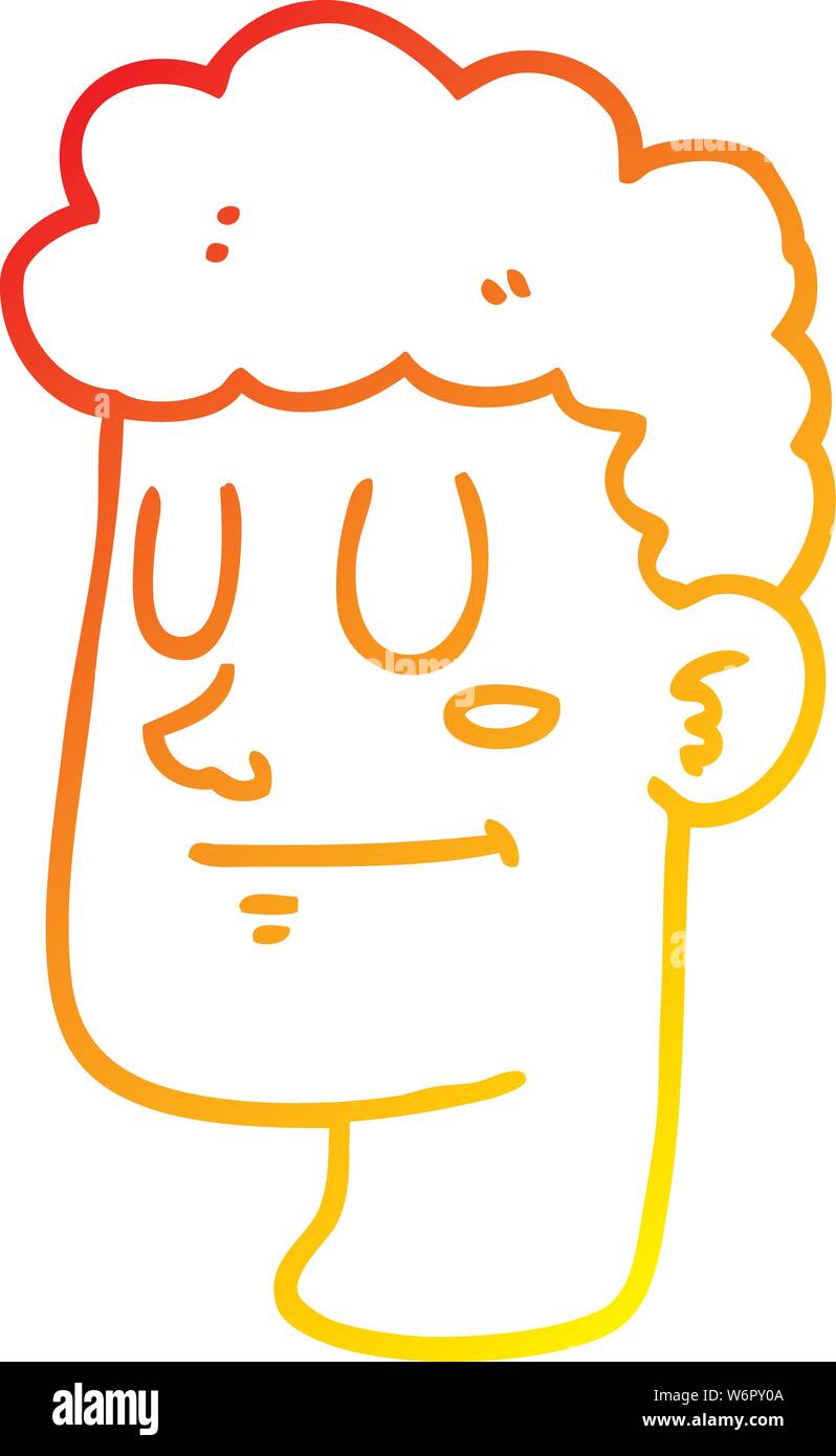 warm gradient line drawing of a cartoon male face Stock Vector Image ...