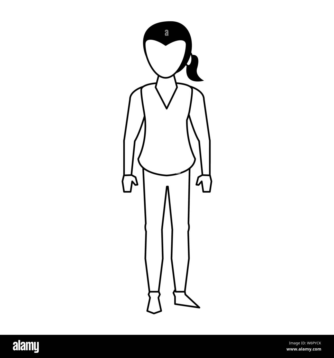 woman faceless avatar body cartoon in black and white Stock Vector ...