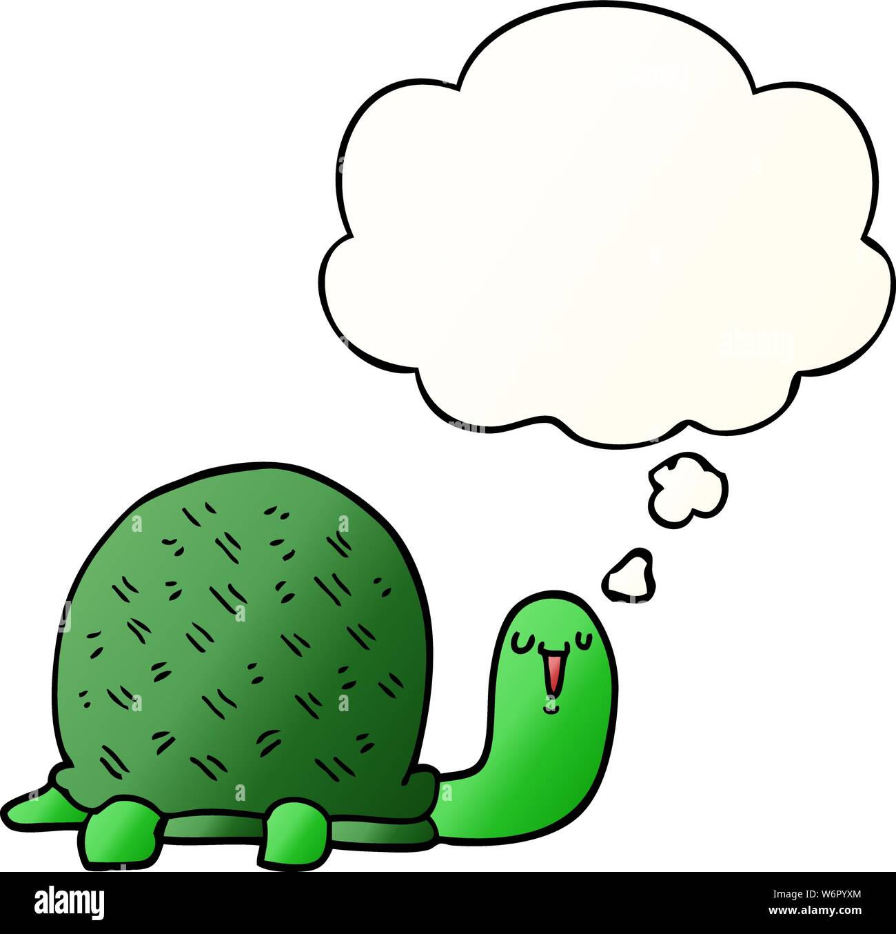 cute cartoon turtle with thought bubble in smooth gradient style Stock ...