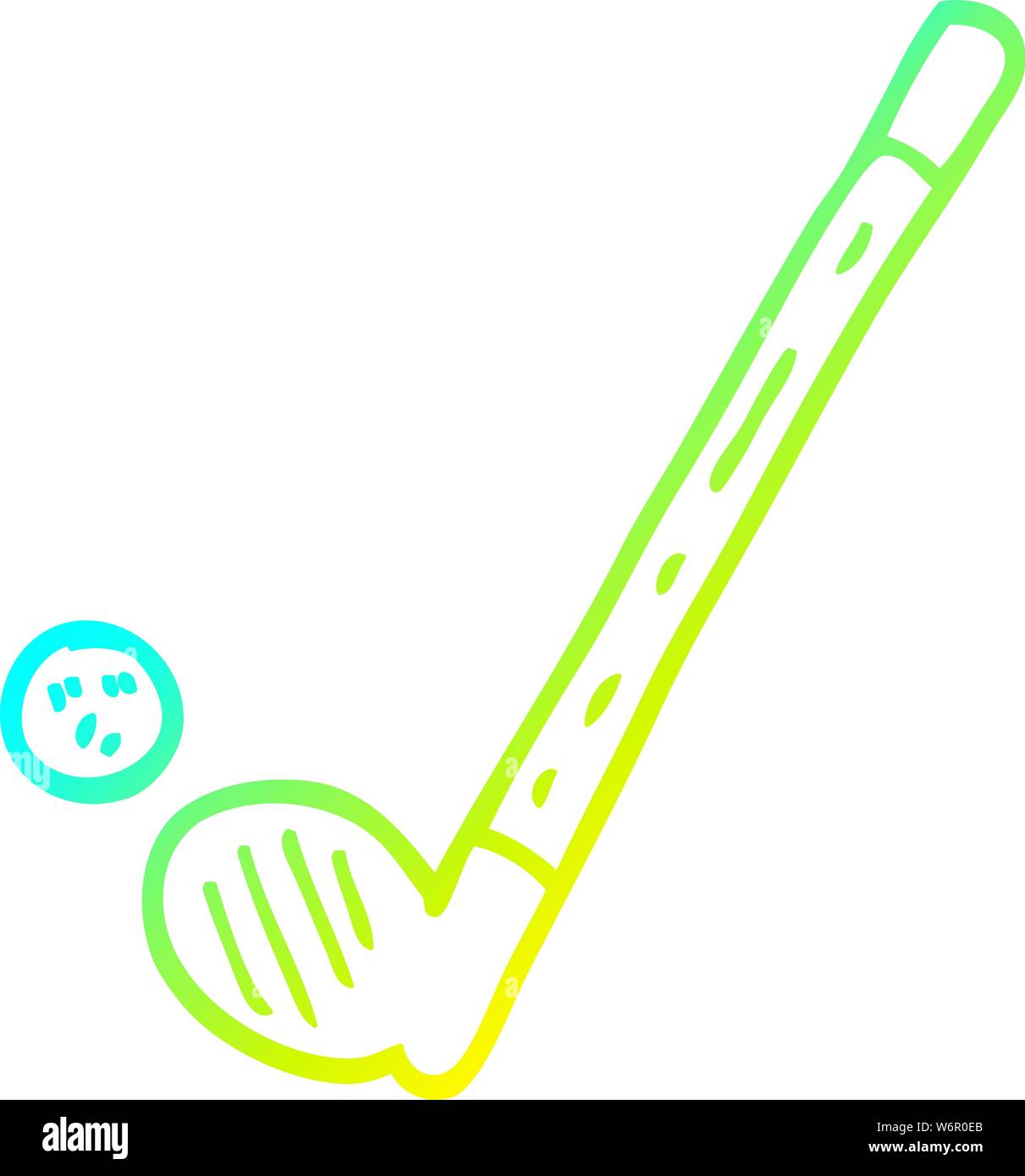 cold gradient line drawing of a cartoon golf club and ball Stock Vector ...