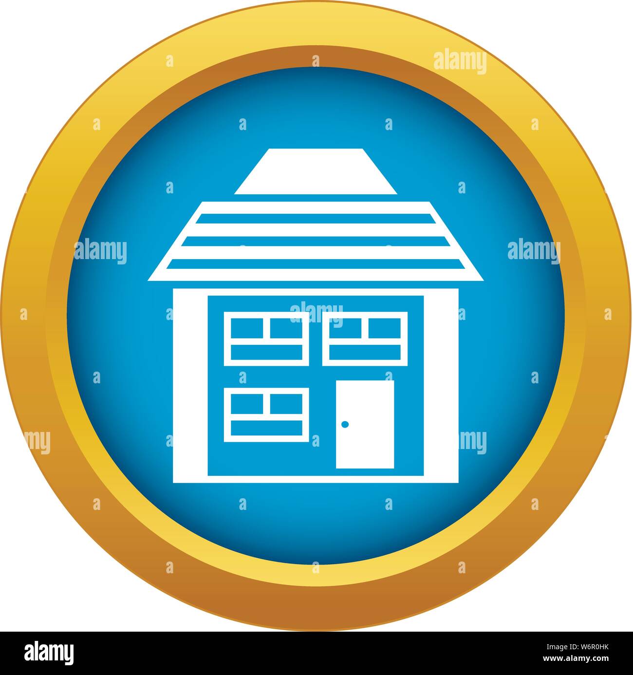 Two-storey house with sloping roof icon blue vector isolated Stock ...