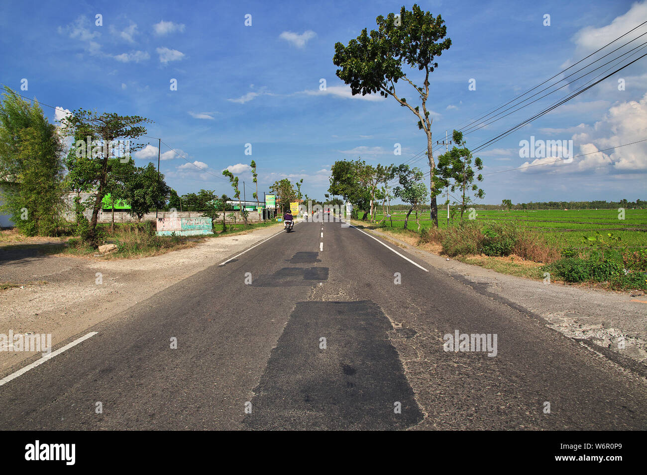 The road on rice fields in village of Indonesia Stock Photo - Alamy