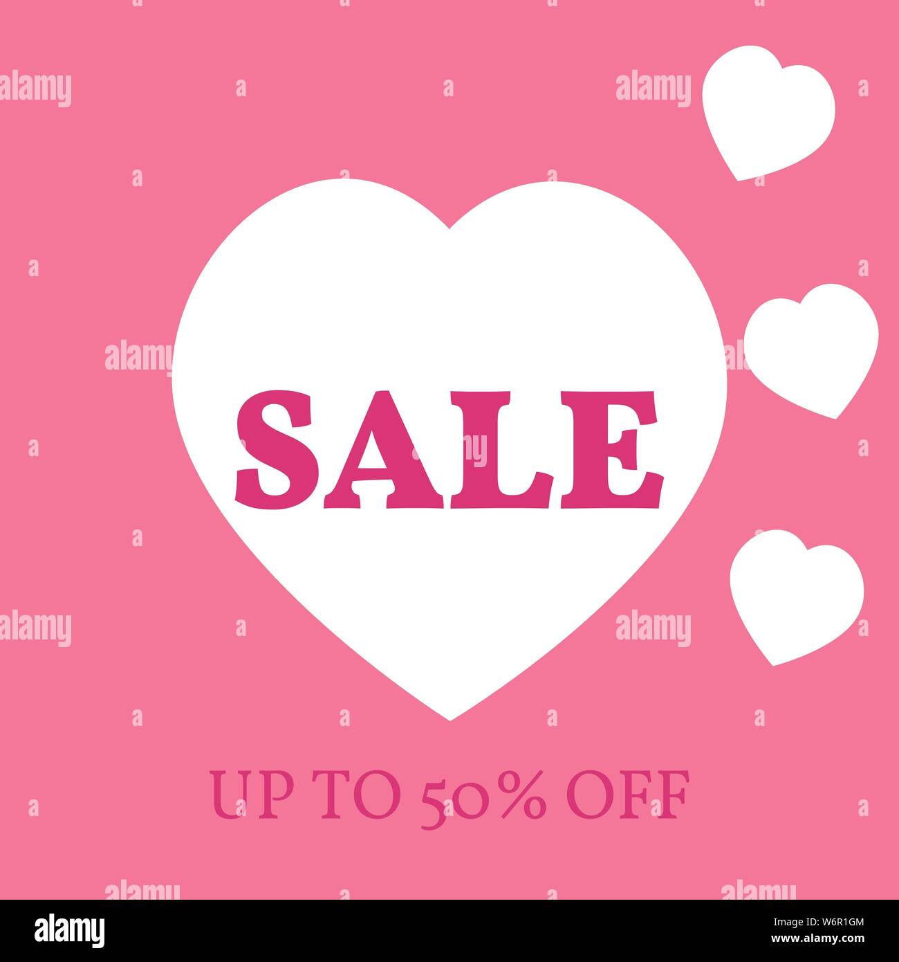 Vector illustration. Heart and inscription sale on a pink background ...