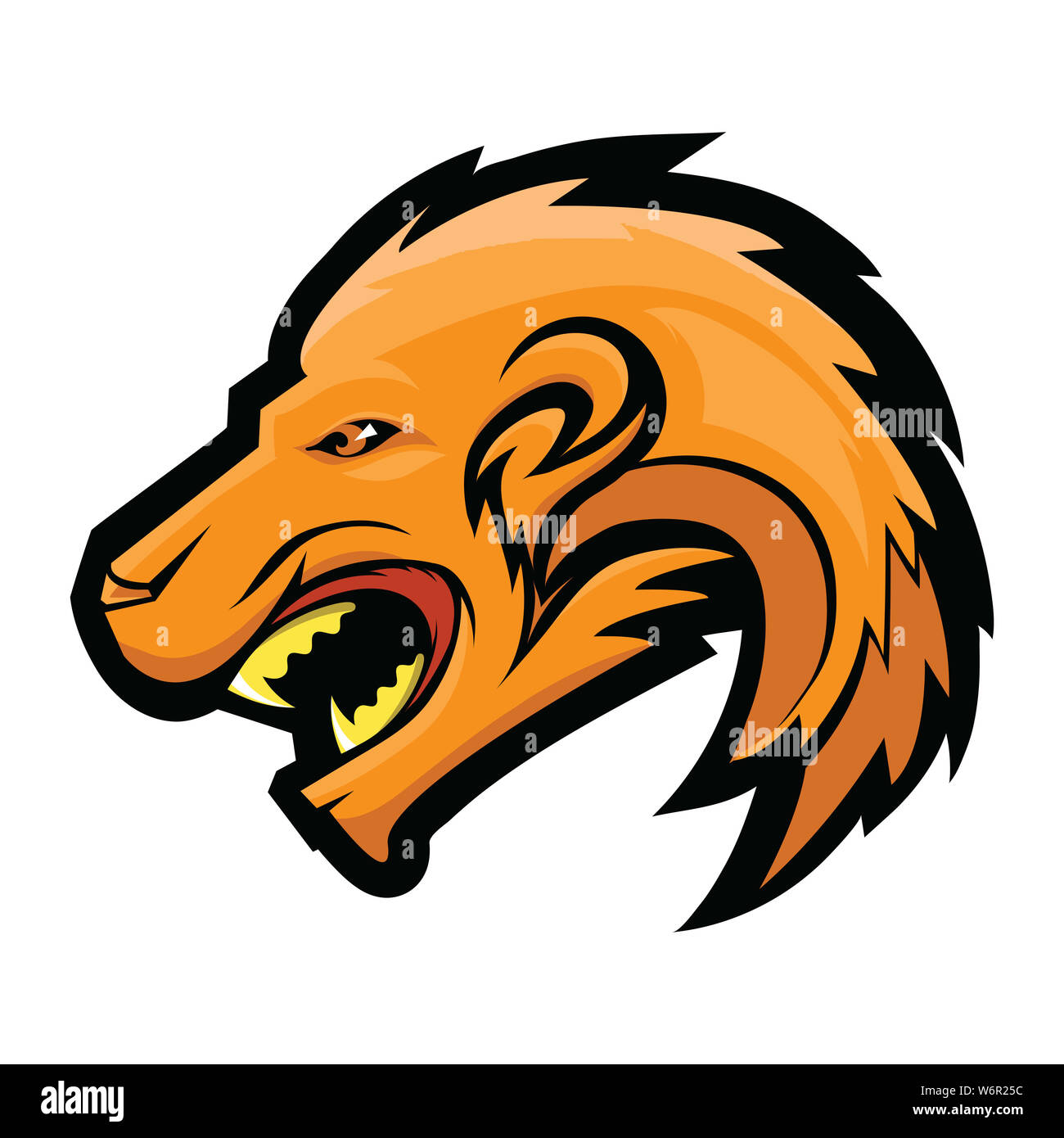 Lion Head Isolated on White Background. Wild African Mascot. Angry ...