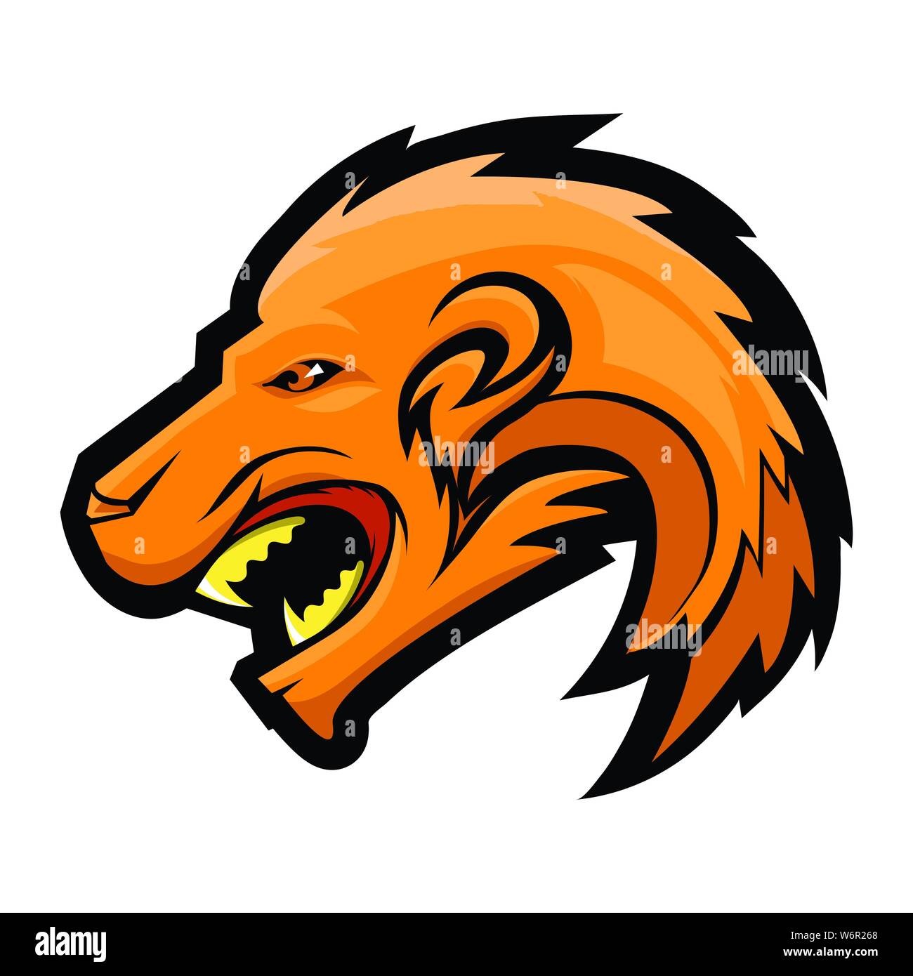 Lion Head Isolated on White Background. Wild African Mascot. Angry ...