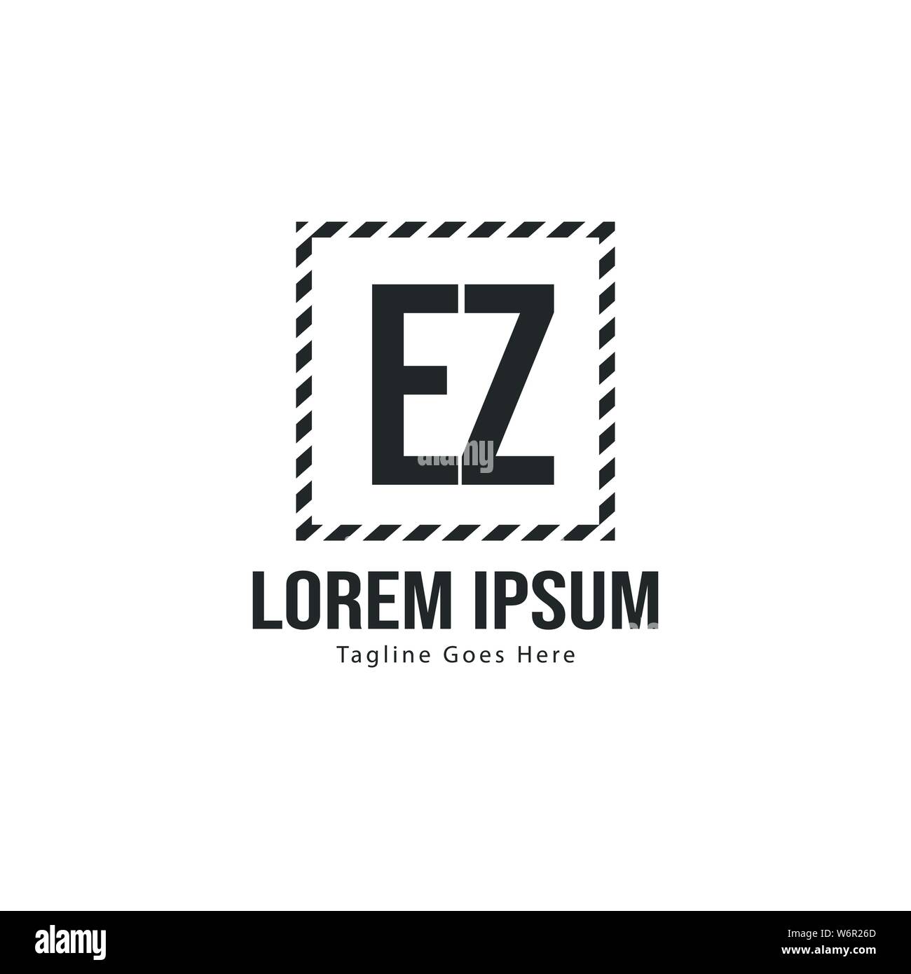 Initial EZ logo template with modern frame. Minimalist EZ letter logo ...