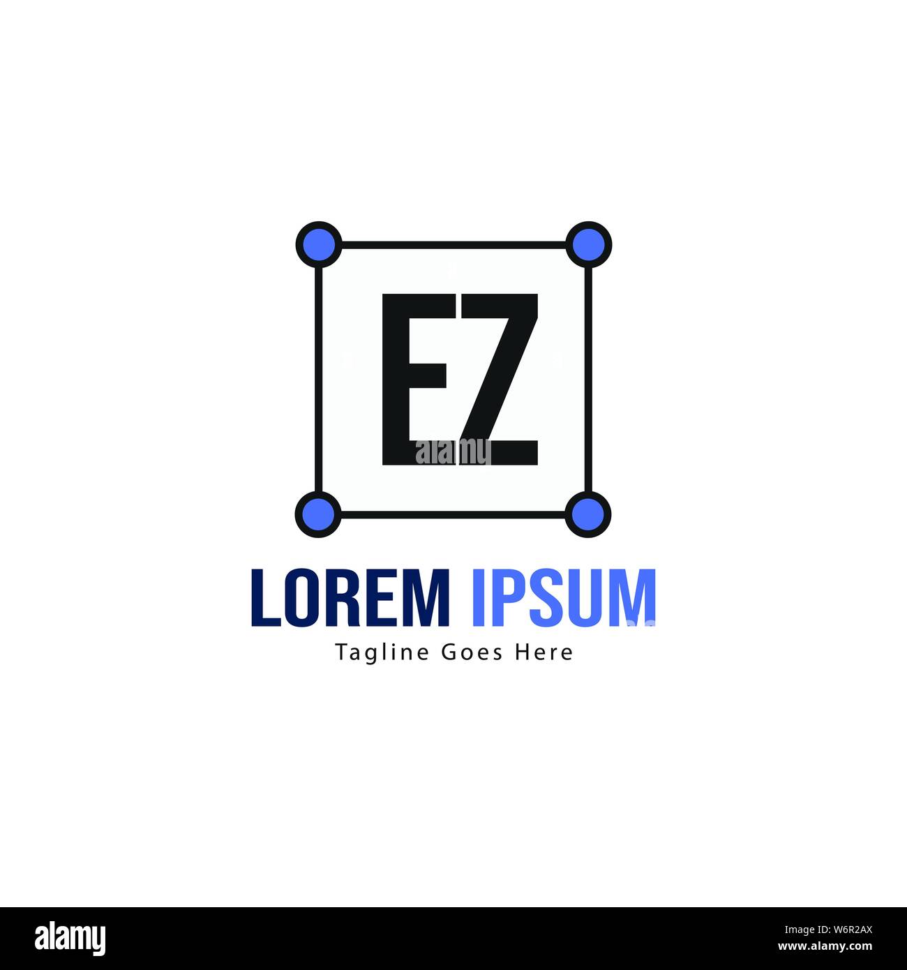 Initial EZ logo template with modern frame. Minimalist EZ letter logo ...