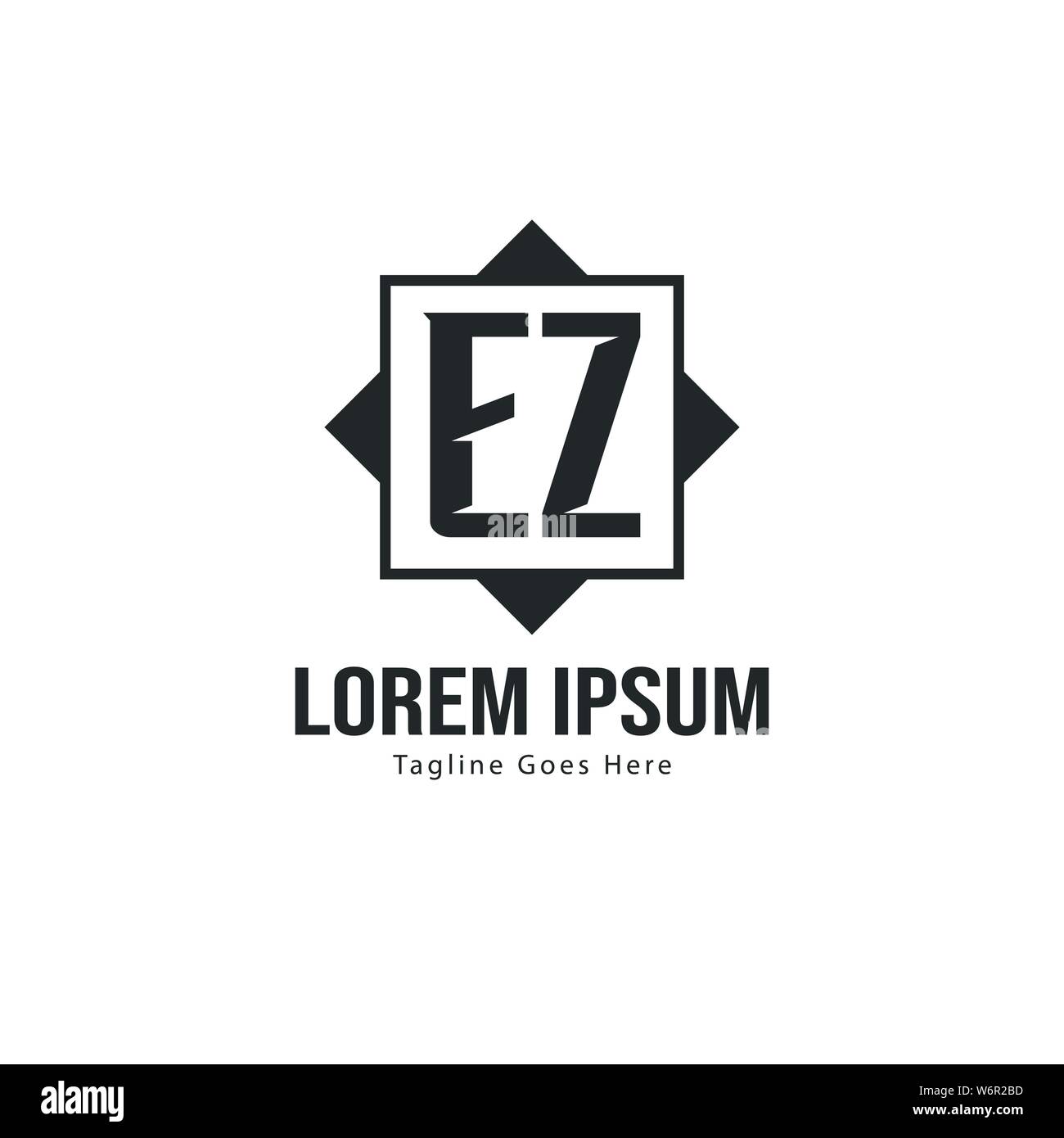 Initial EZ logo template with modern frame. Minimalist EZ letter logo ...