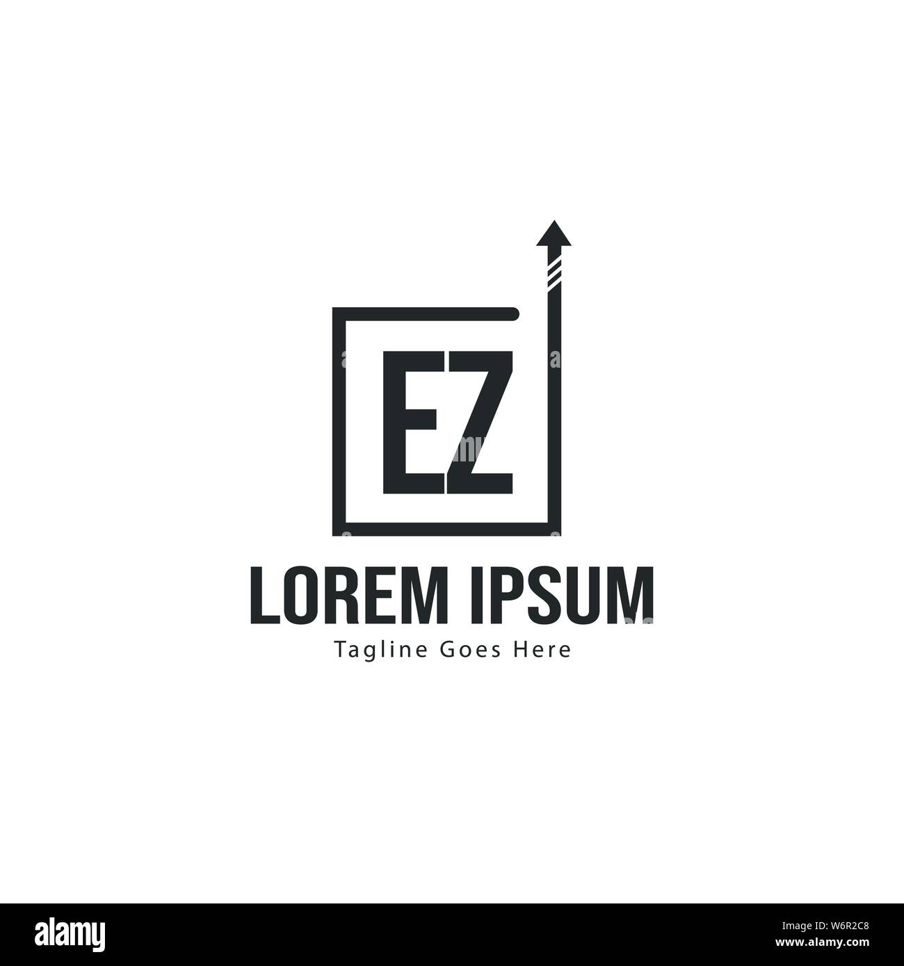 Initial EZ logo template with modern frame. Minimalist EZ letter logo ...