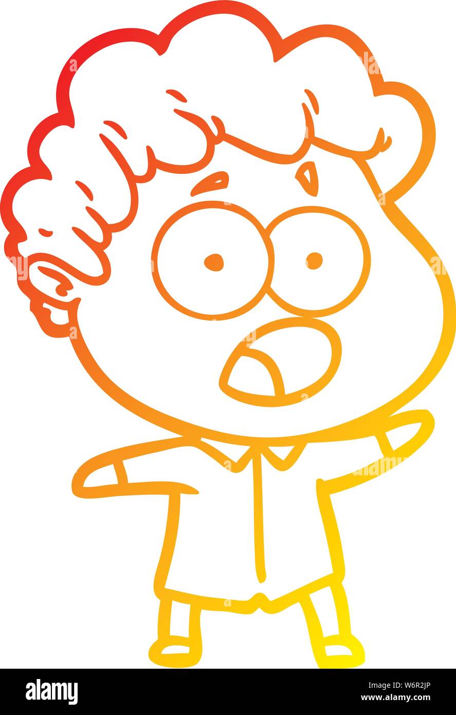 warm gradient line drawing of a cartoon man gasping in surprise Stock ...