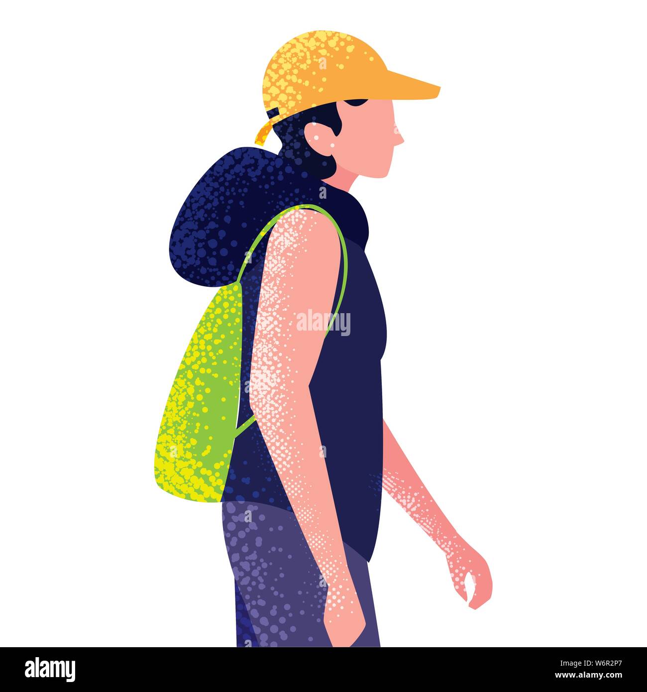 man with backpack hiking wanderlust vector illustration Stock Vector ...