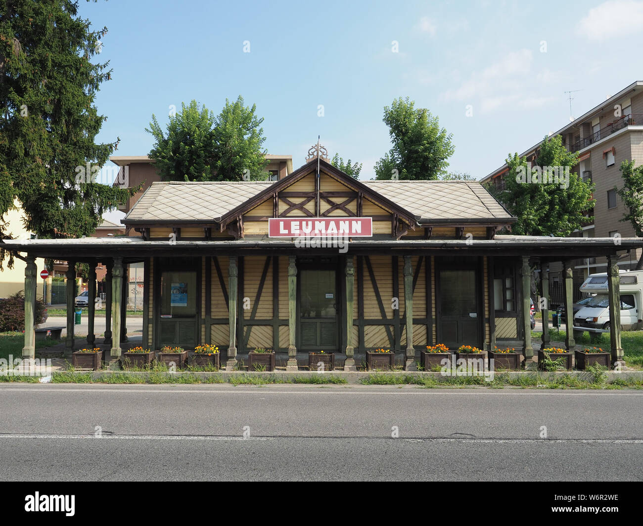 COLLEGNO, ITALY - CIRCA AUGUST 2019: Tramway Station at Leumann workers ...