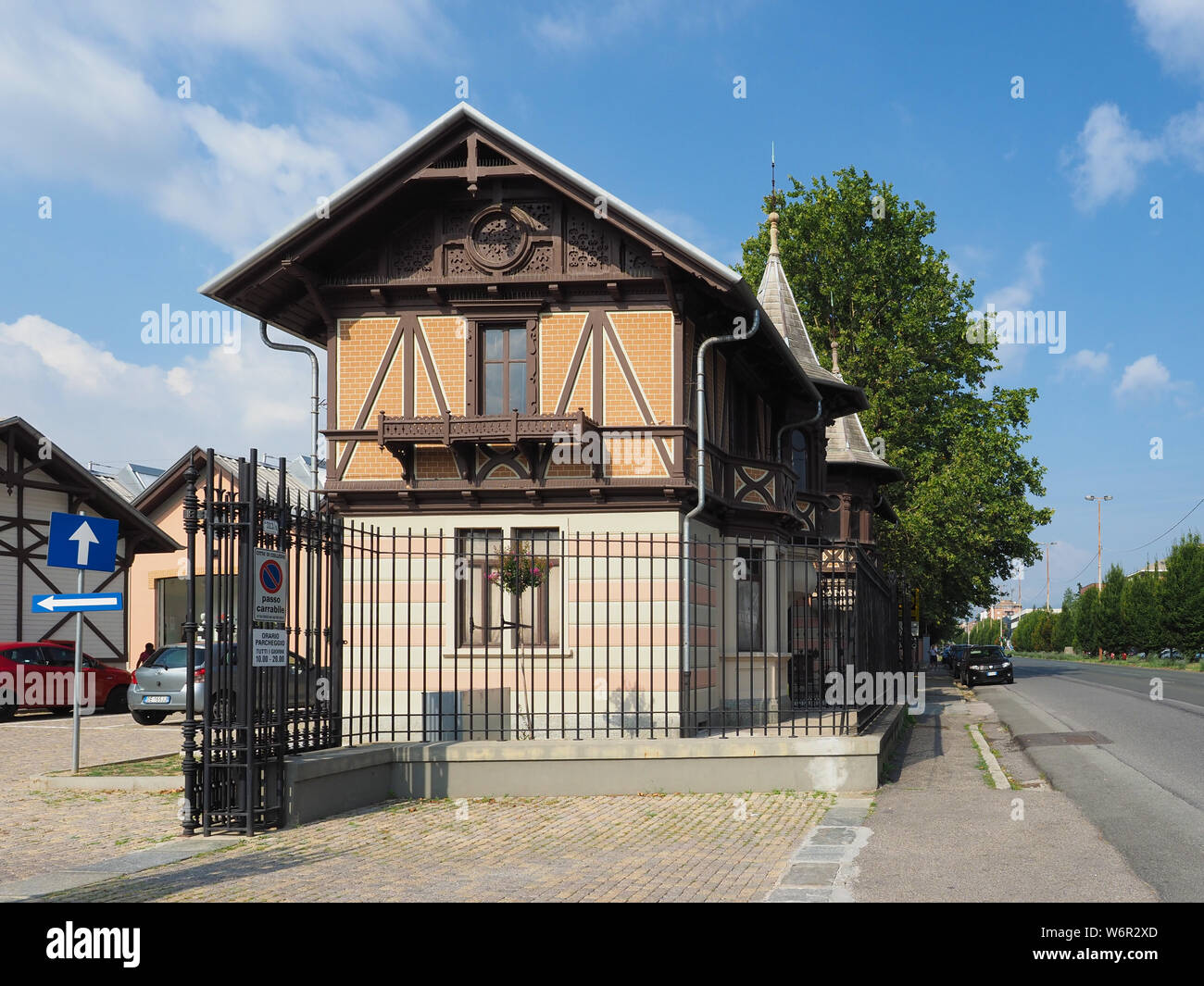 COLLEGNO, ITALY - CIRCA AUGUST 2019: Cotton mill factory entrance at ...