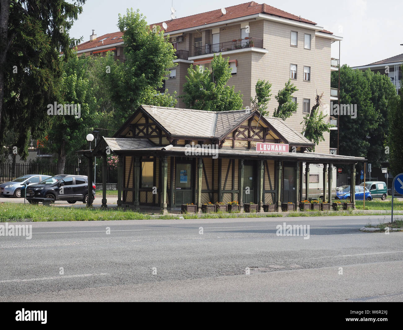 COLLEGNO, ITALY - CIRCA AUGUST 2019: Tramway Station at Leumann workers ...