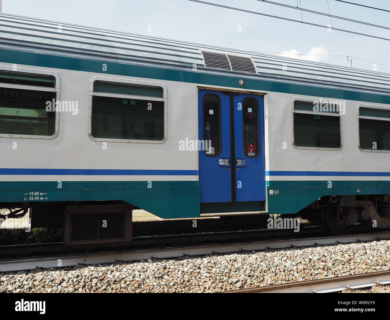 COLLEGNO, ITALY - CIRCA AUGUST 2019: Train at Collegno railway station ...