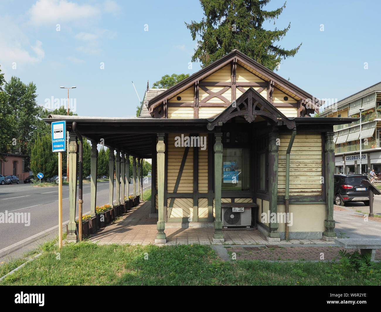 COLLEGNO, ITALY - CIRCA AUGUST 2019: Tramway Station at Leumann workers ...
