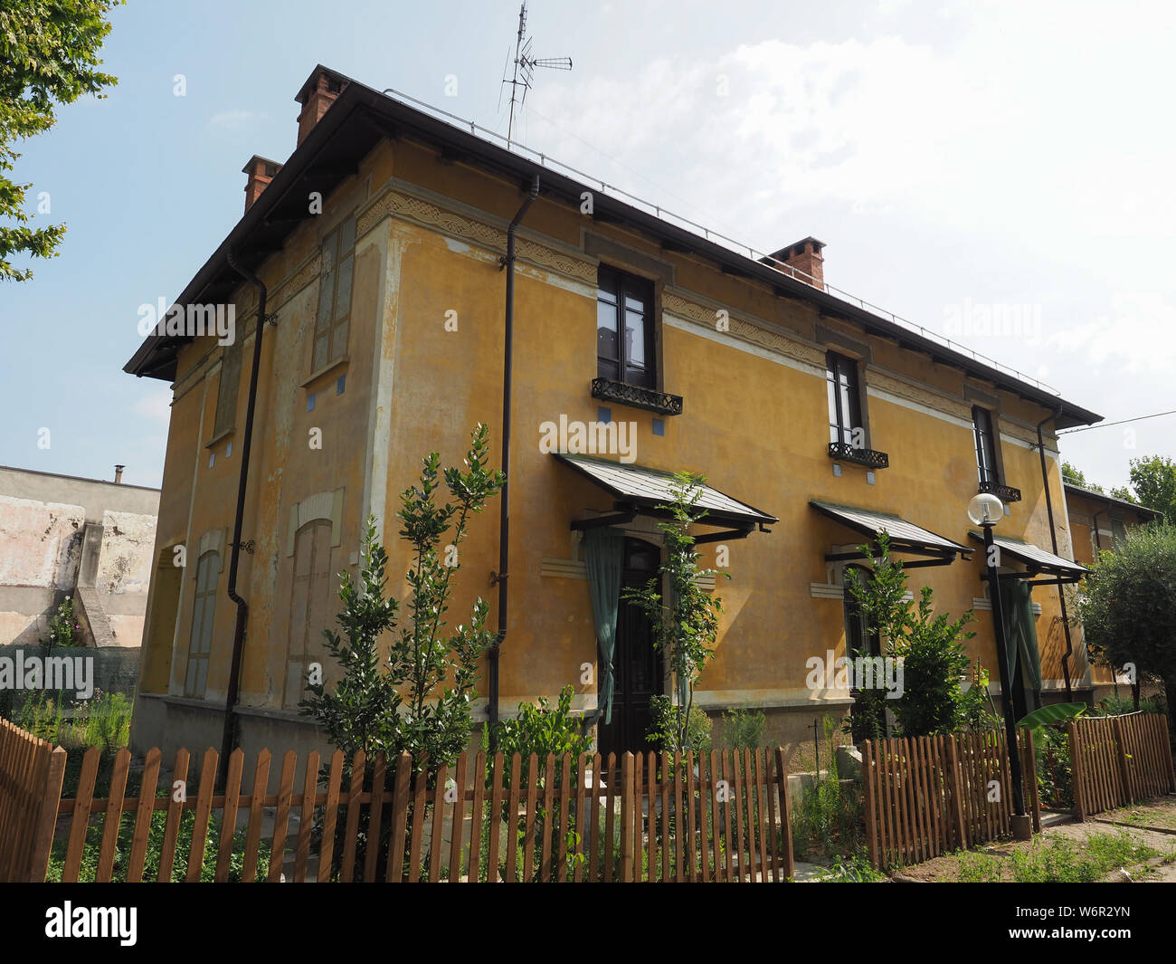 Workers residences at Leumann village in Collegno, Italy Stock Photo ...
