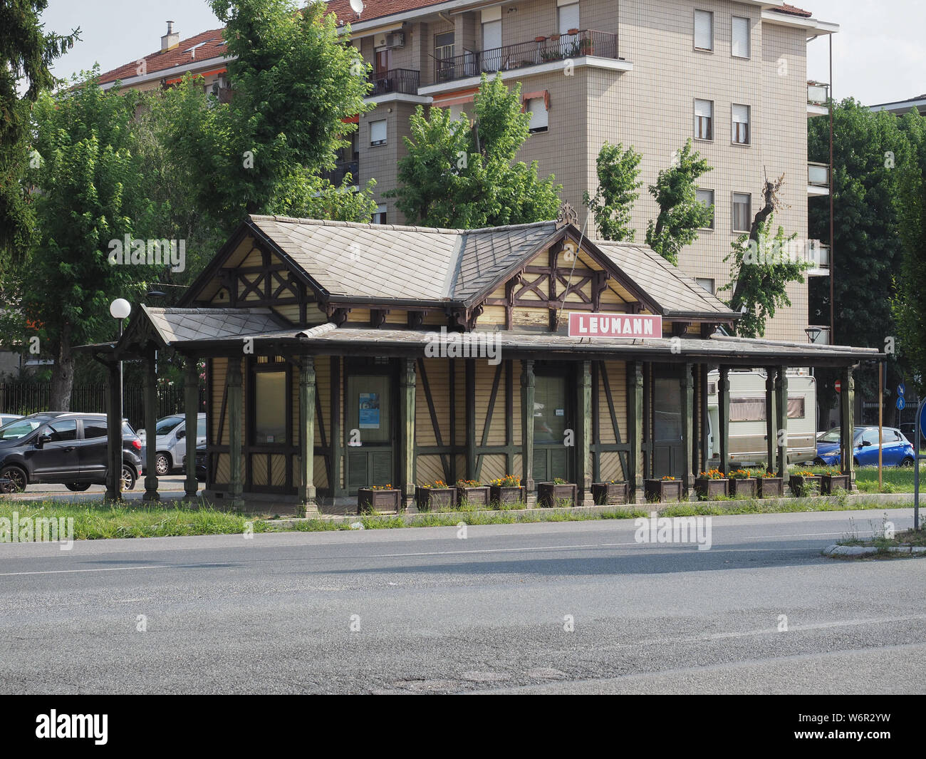 COLLEGNO, ITALY - CIRCA AUGUST 2019: Tramway Station at Leumann workers ...