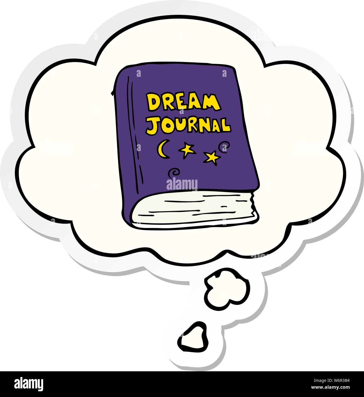 cartoon dream journal with thought bubble as a printed sticker Stock ...
