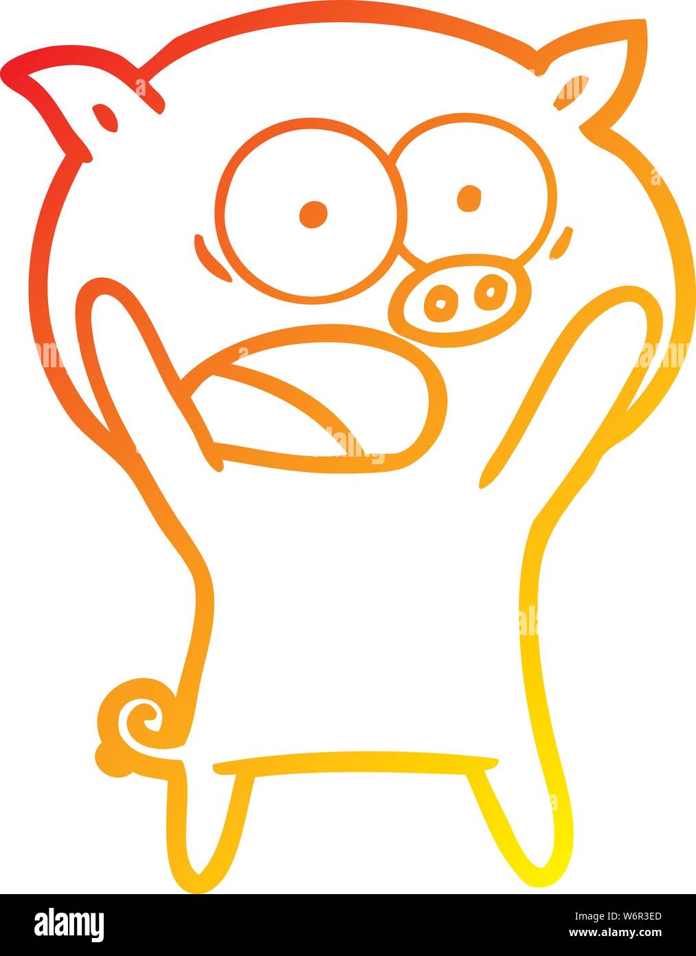 warm gradient line drawing of a cartoon pig shouting Stock Vector Image ...