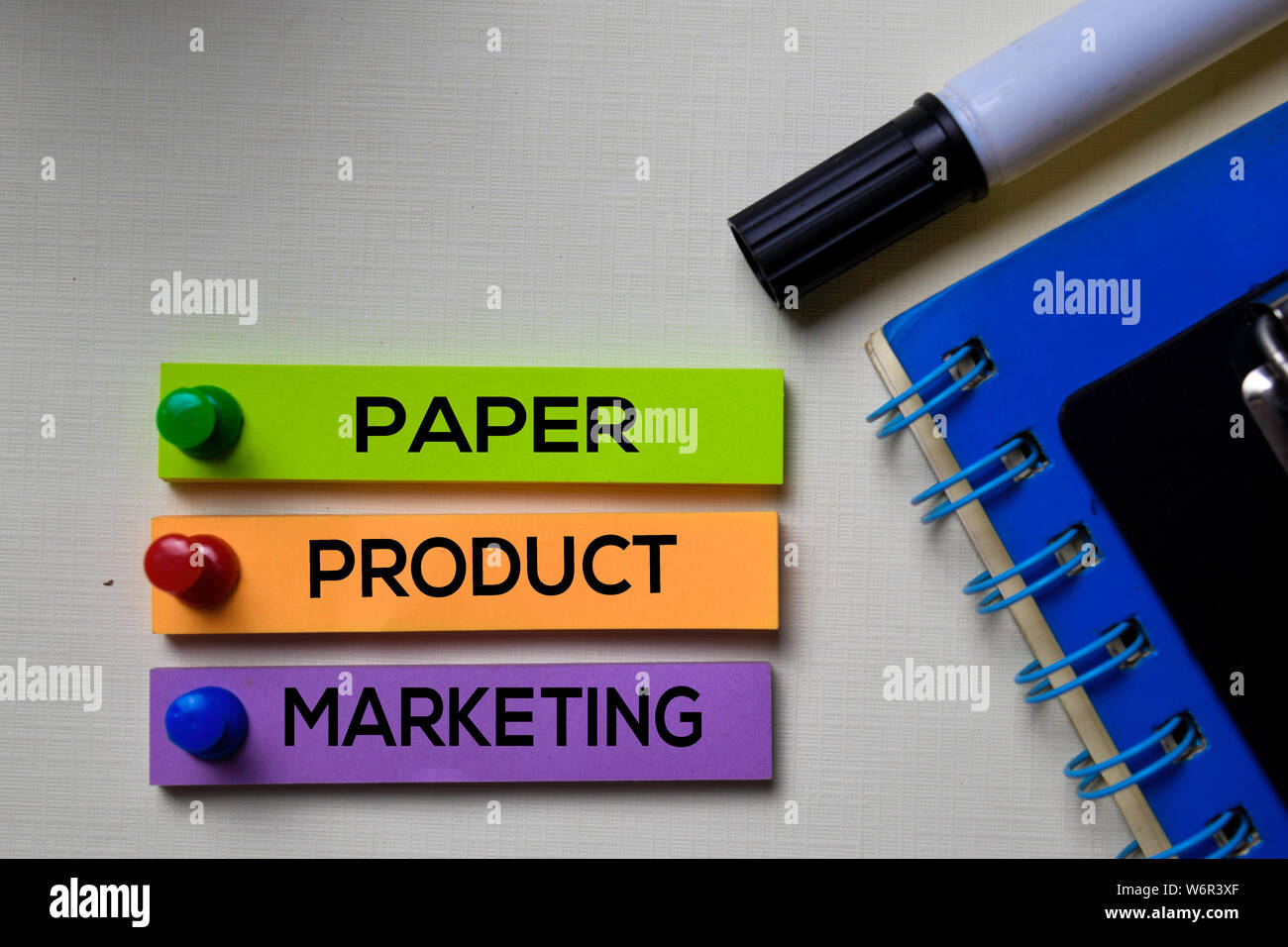 Paper Product Marketing text on sticky notes isolated on office desk ...