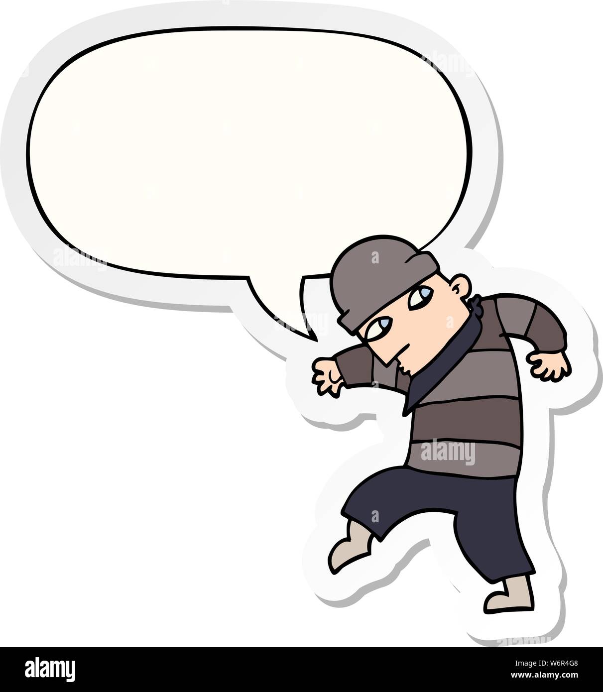 cartoon sneaking thief with speech bubble sticker Stock Vector Image ...
