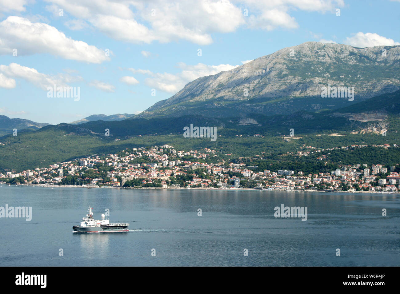 Mediterranean resort town. View at Herceg Novi in Montenegro, from ...