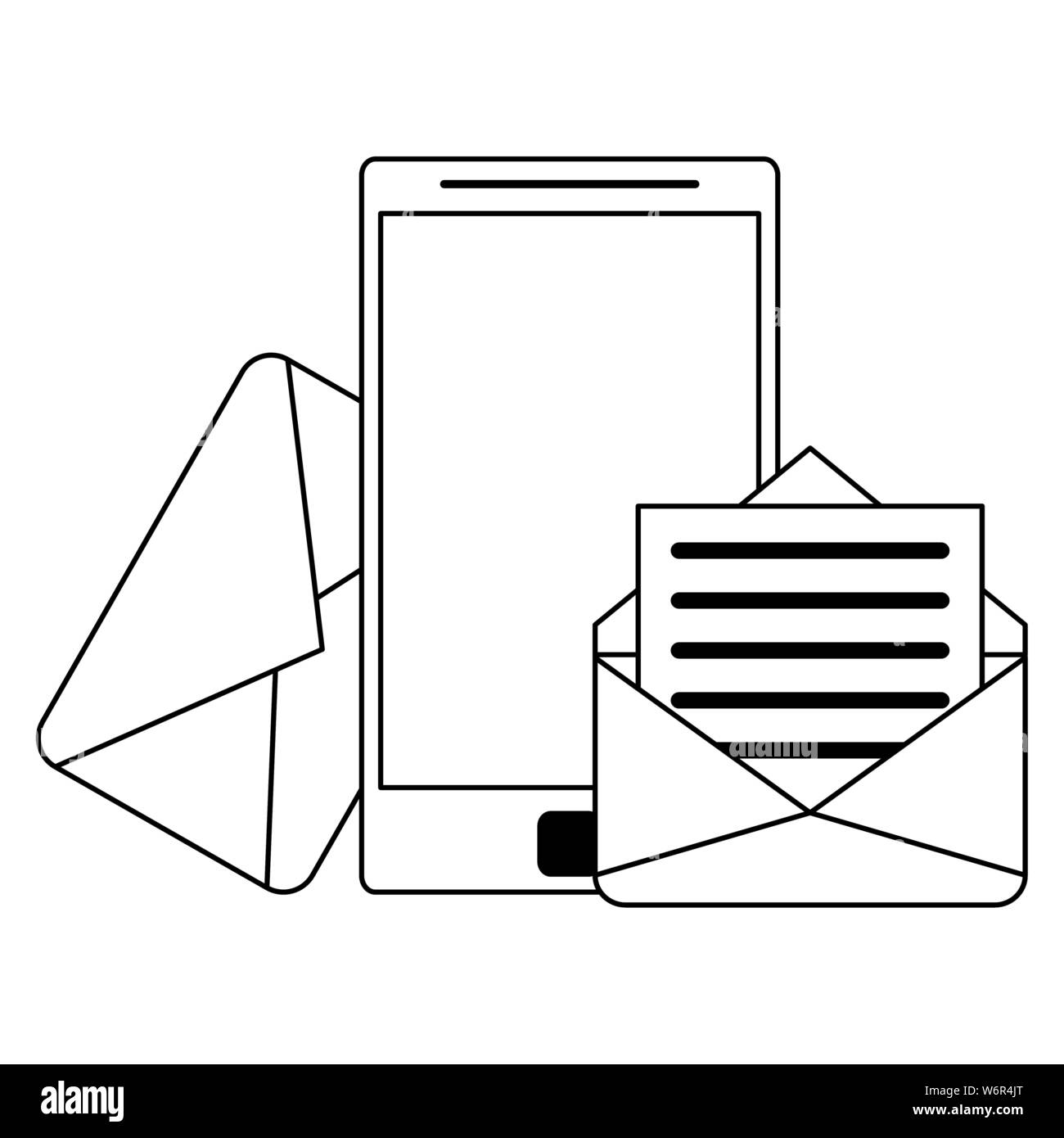 technology digital modern hardware cartoon in black and white Stock ...