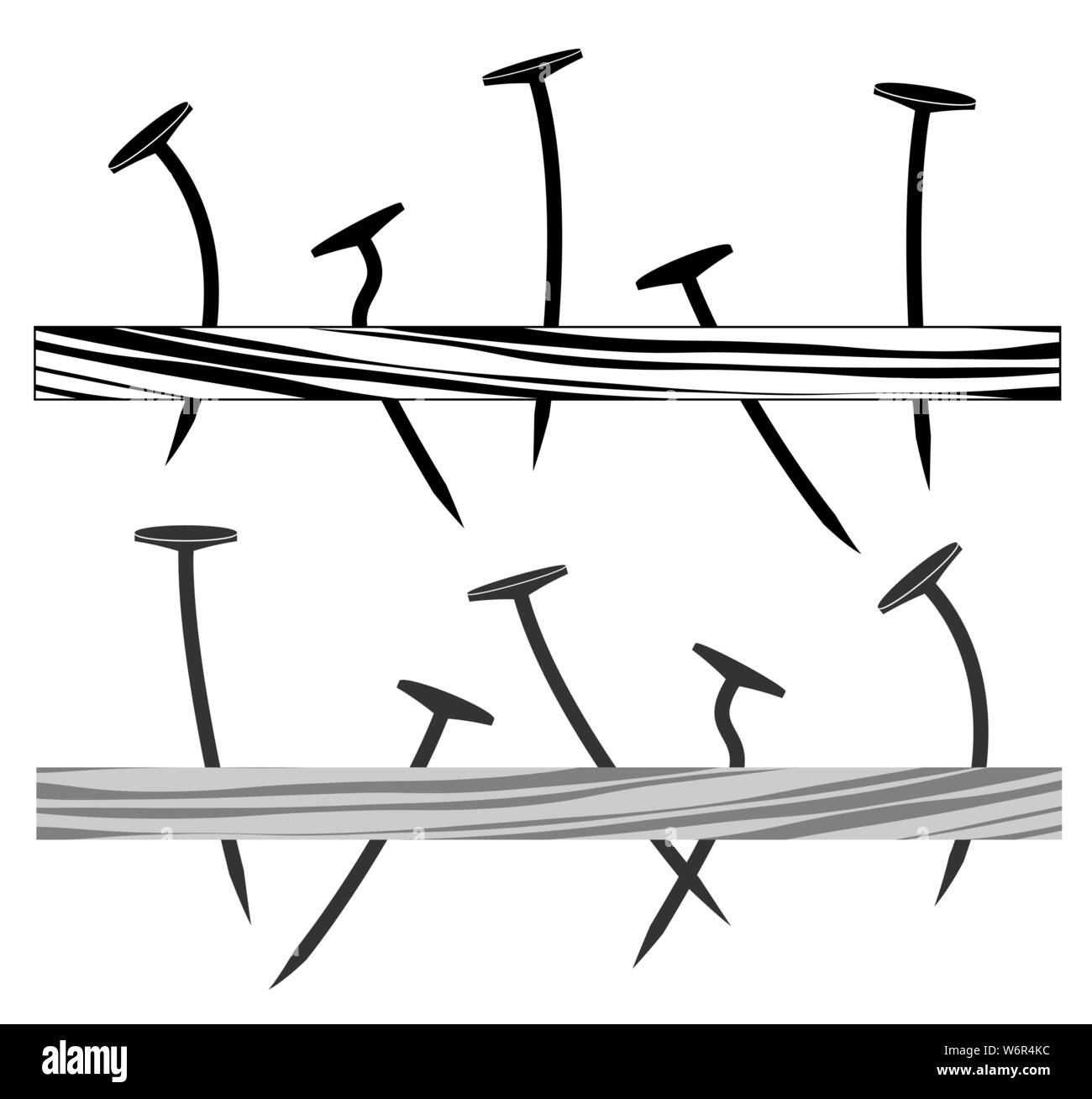 Hammered nails white background Stock Vector Images - Alamy