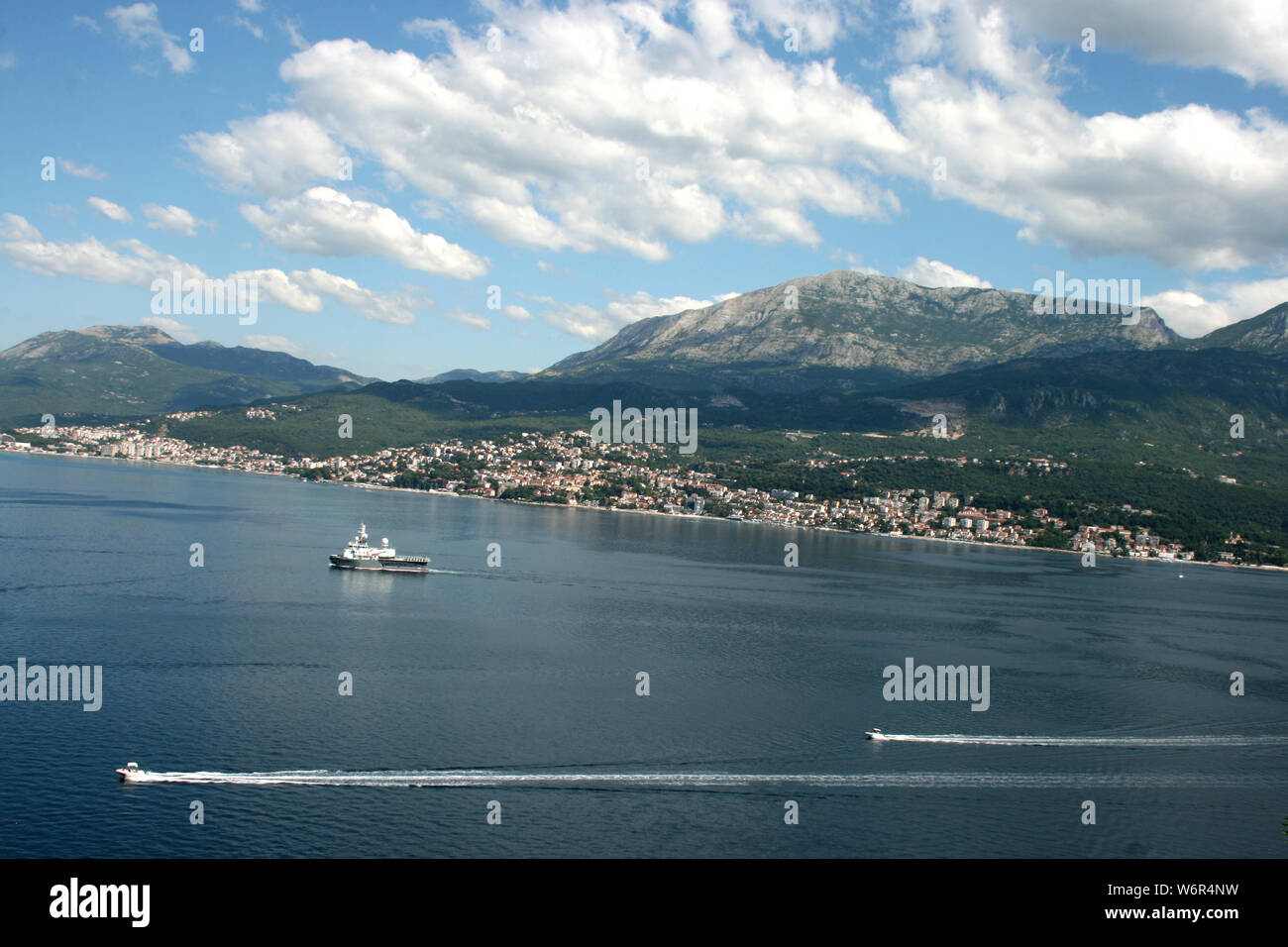 Mediterranean resort town. View at Herceg Novi in Montenegro, from ...