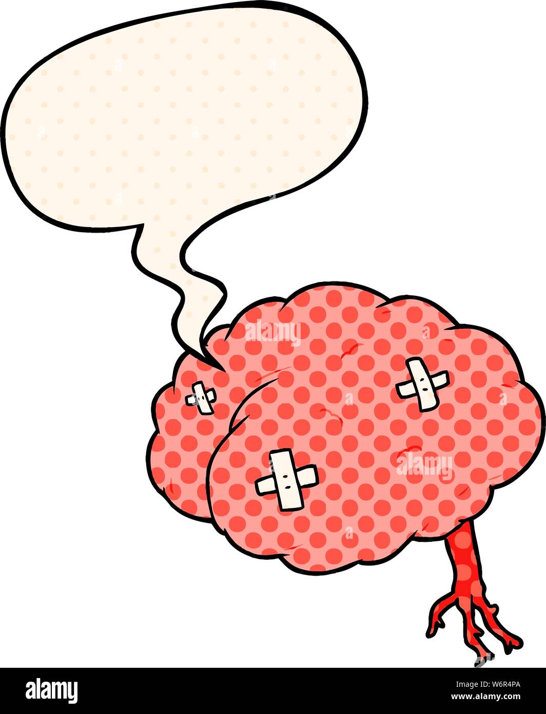cartoon injured brain with speech bubble in comic book style Stock ...