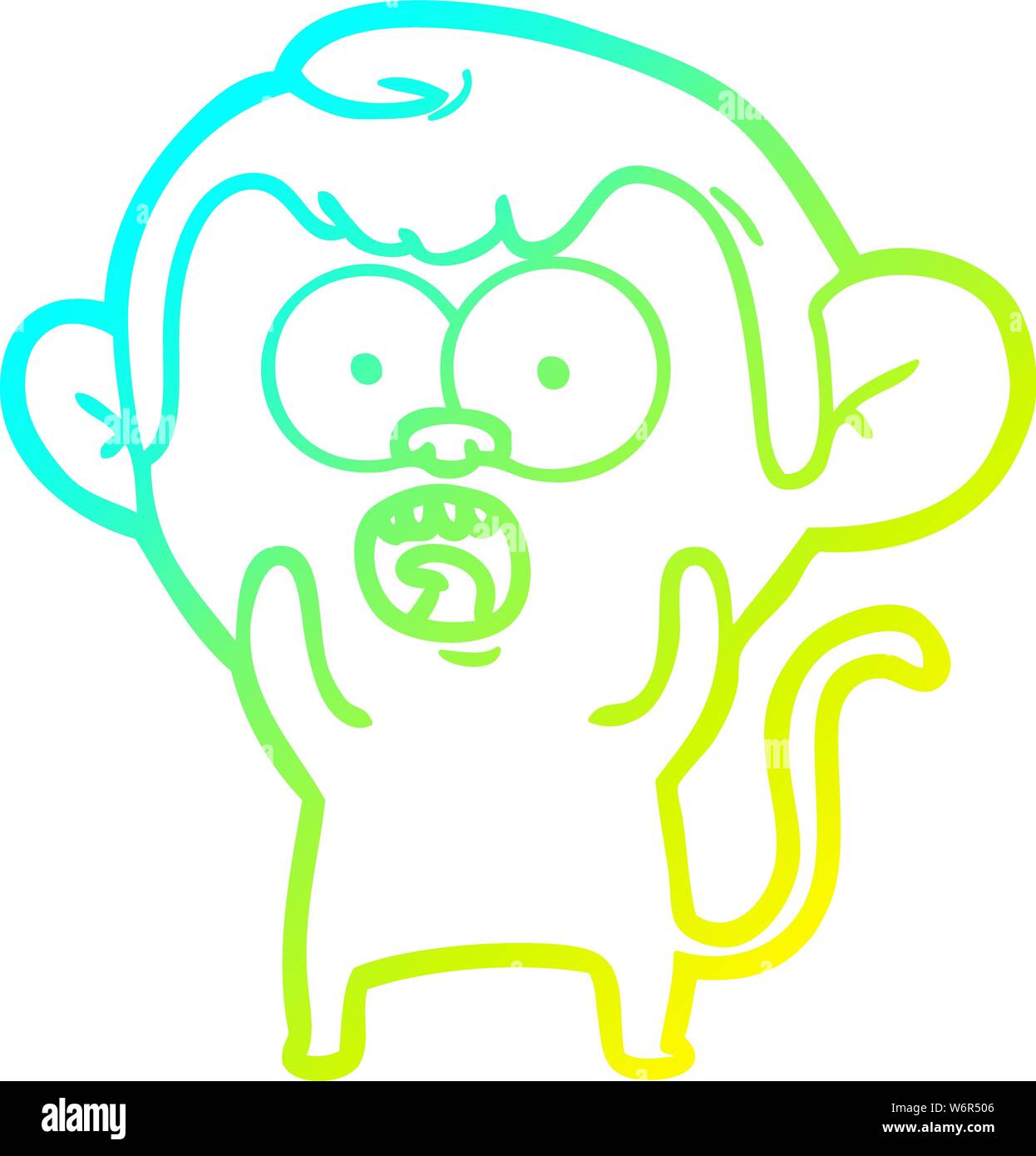 cold gradient line drawing of a cartoon shocked monkey Stock Vector ...