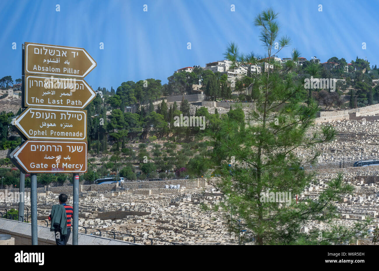 Directions signboard at the city streets of Jerusalem Stock Photo - Alamy