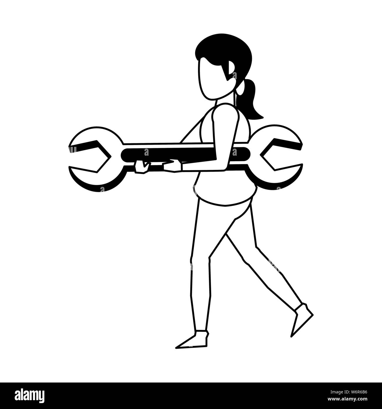 woman faceless avatar body cartoon in black and white Stock Vector ...