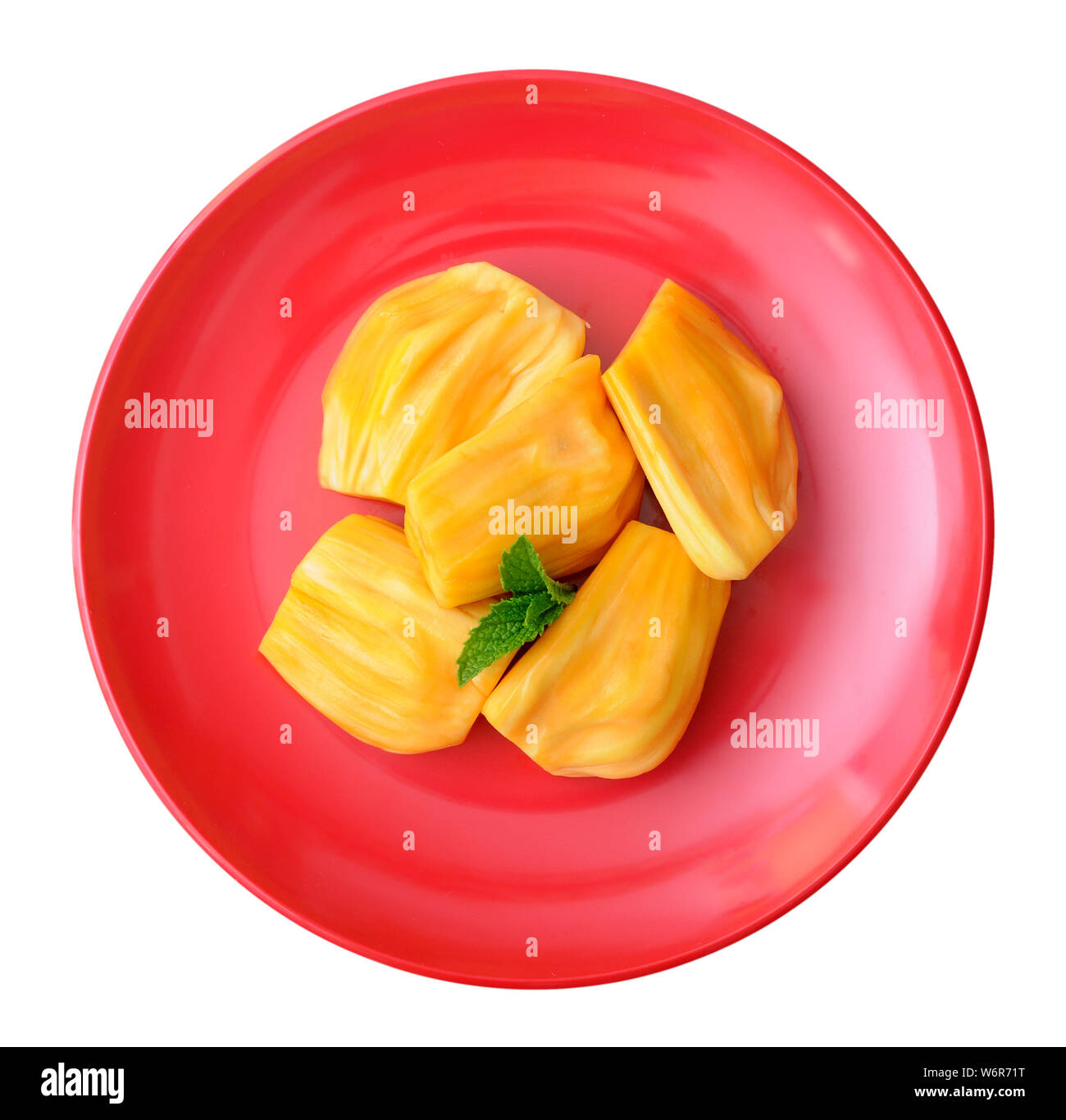 jackfruit on red dish isolated on white Stock Photo - Alamy