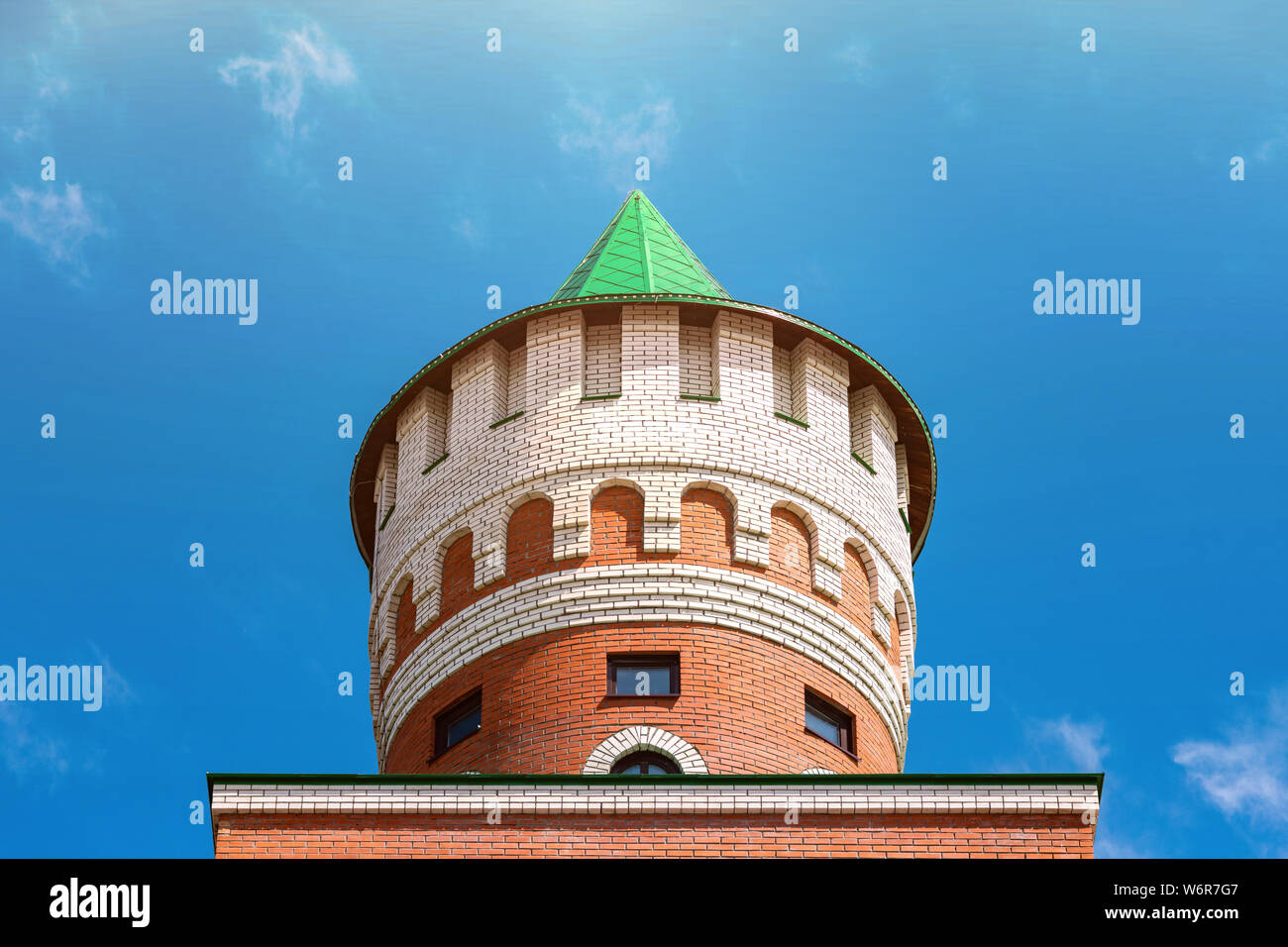 European style clock tower after restoration. Russian clocktower in ...