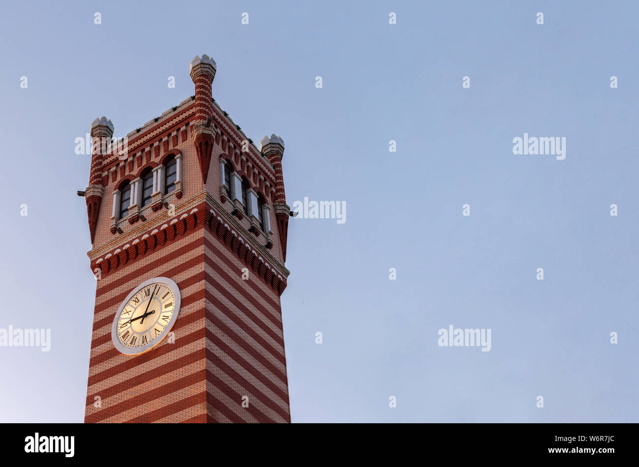 European style clock tower after restoration. Russian clocktower in ...