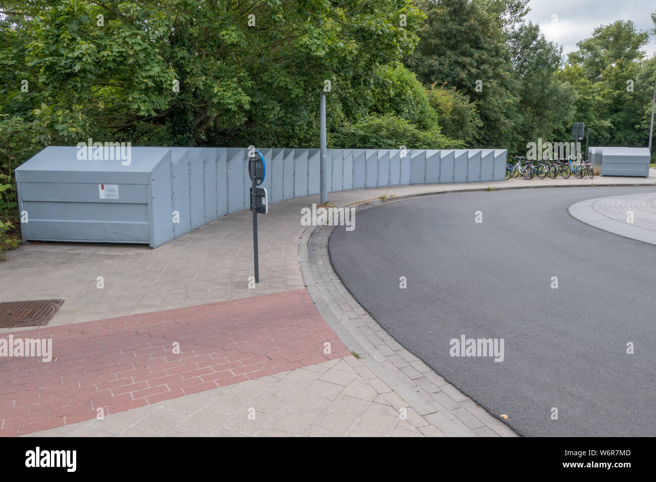 Bike lockers, private secure bicycle parking in Bruges, Belgium Stock ...