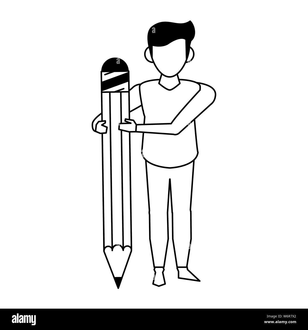 man avatar body faceless cartoon in black and white Stock Vector Image ...