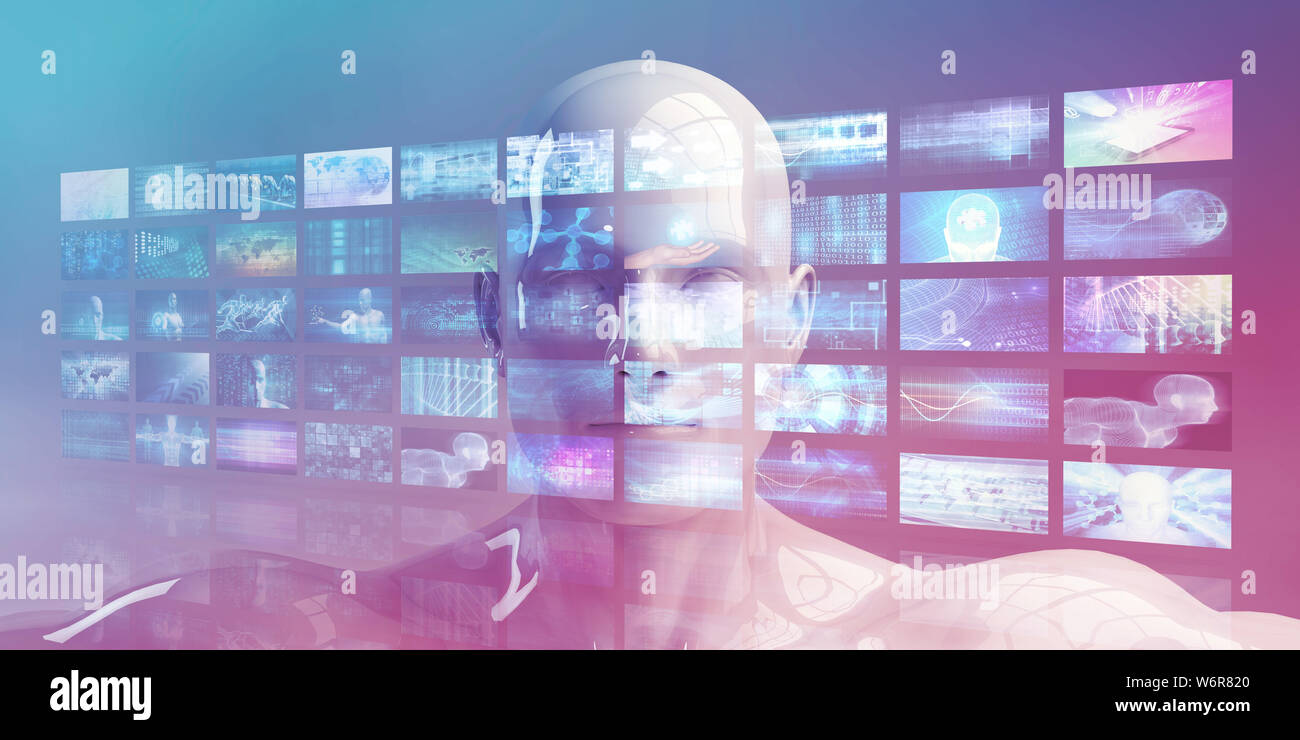 Multimedia Content Streaming and Digital Entertainment Video Concept ...