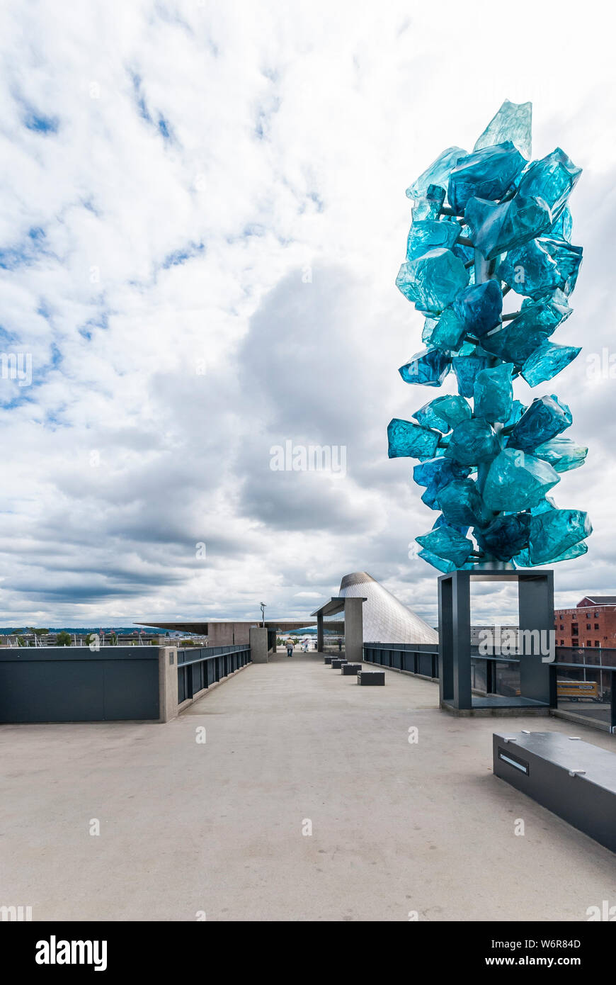 View east on the Bridge of Glass spanning the 705 Freeway toward the ...