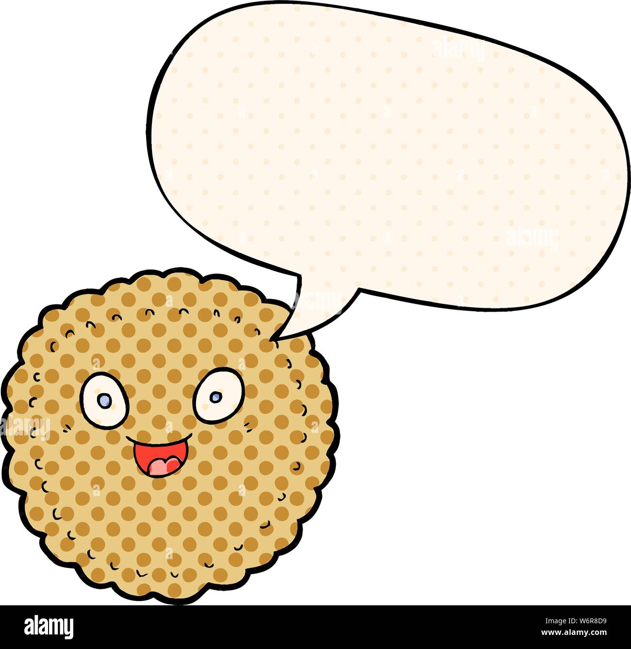 cartoon biscuit with speech bubble in comic book style Stock Vector ...